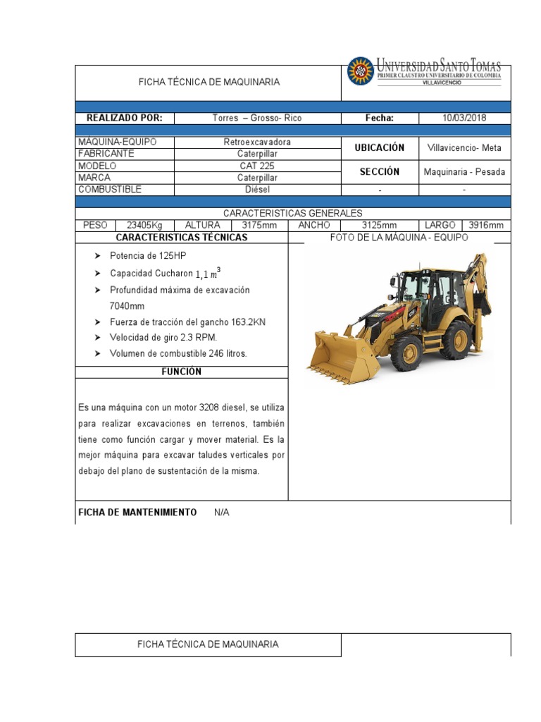 PDF) Ficha Tecnica Retroexcavadora Cargadora Cat Jose ROJAS, 40% OFF