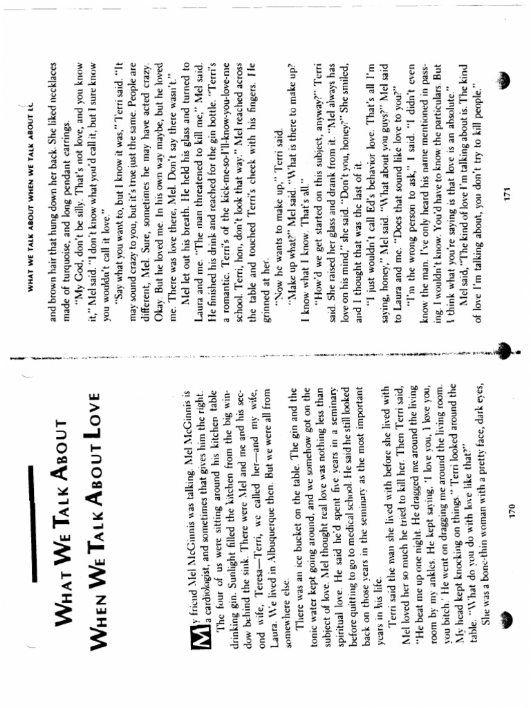 Carver What We Talk About When We Talk About Love | PDF