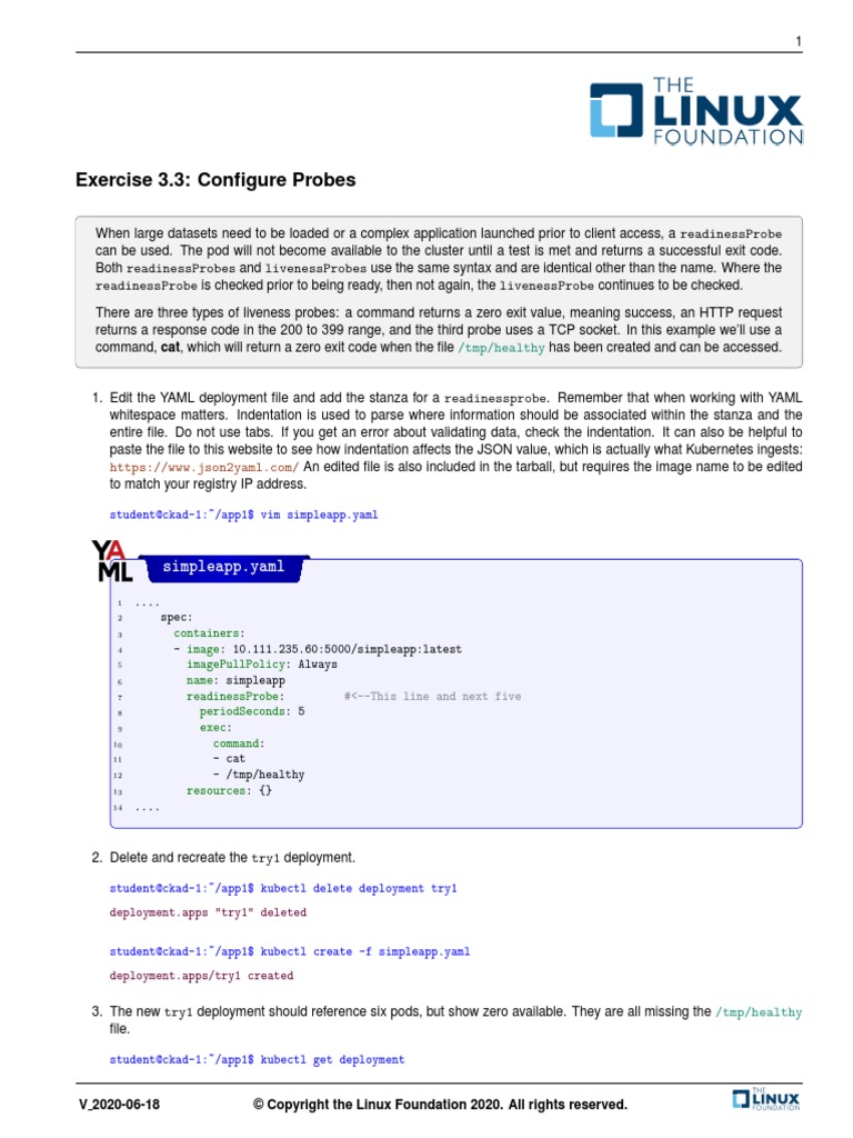 Exercise 3.3: Configure Probes: Simpleapp - Yaml | Download Free PDF | Computer Programming ...