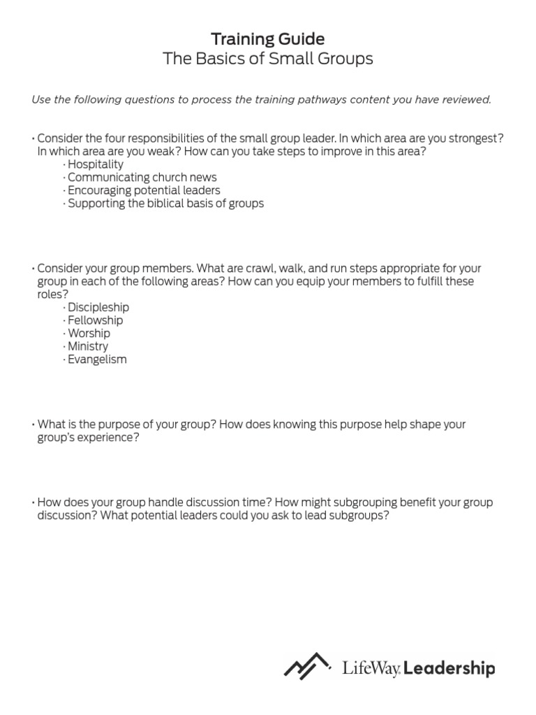 Training Guide The Basics of Small Groups | PDF | Career & Growth