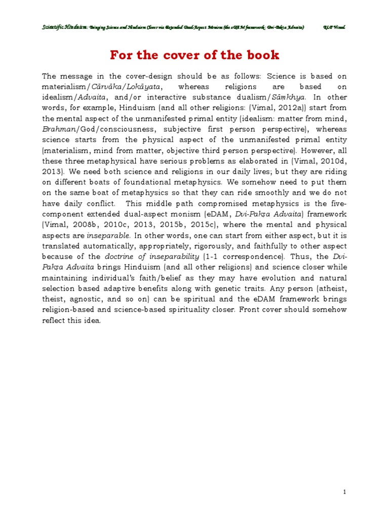 Scientific Hinduism Bringing Science and | PDF | Materialism | Monism