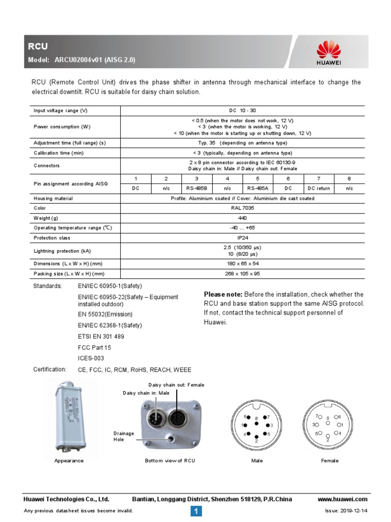 RCU - ARCU02004v01 Datasheet | PDF | Electronic Engineering ...