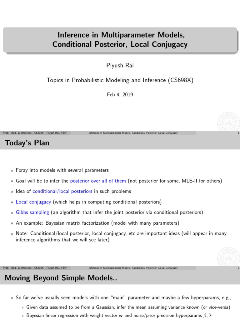 Inference in Multiparameter Models, Conditional Posterior, Local Conjugacy | PDF | Statistical ...