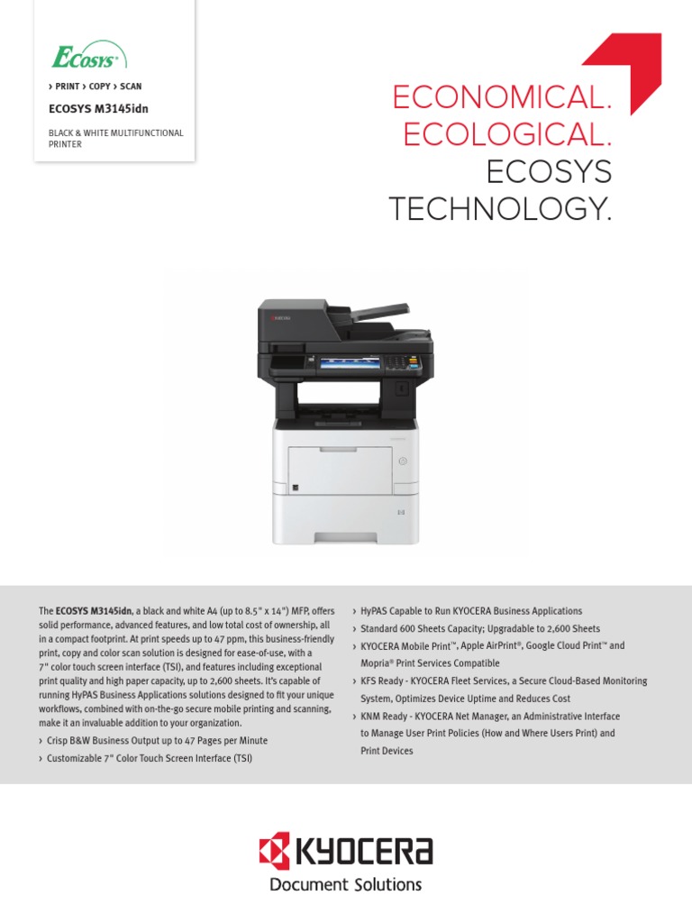 ECOSYS - M3145idn - Spec - Sheet PDF | PDF