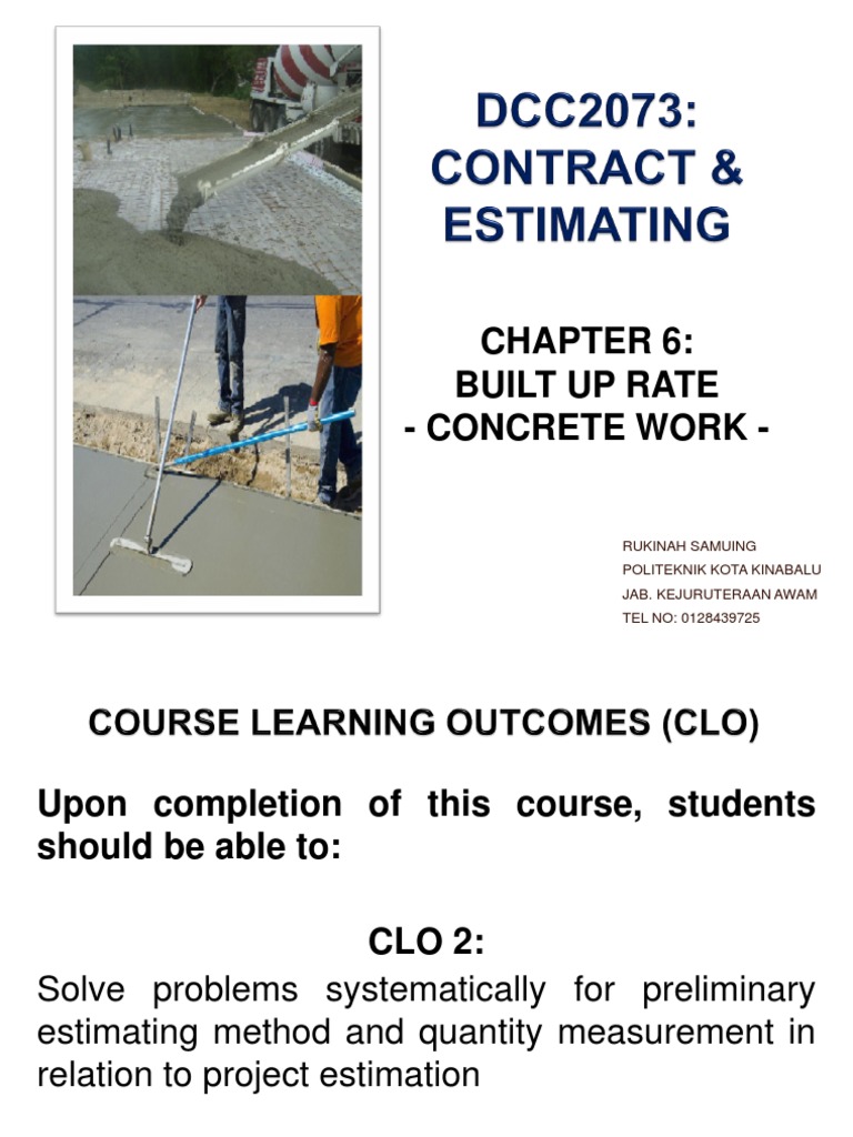Slide 6 - Build Up Rate (Concrete Work) PDF | PDF | Construction ...