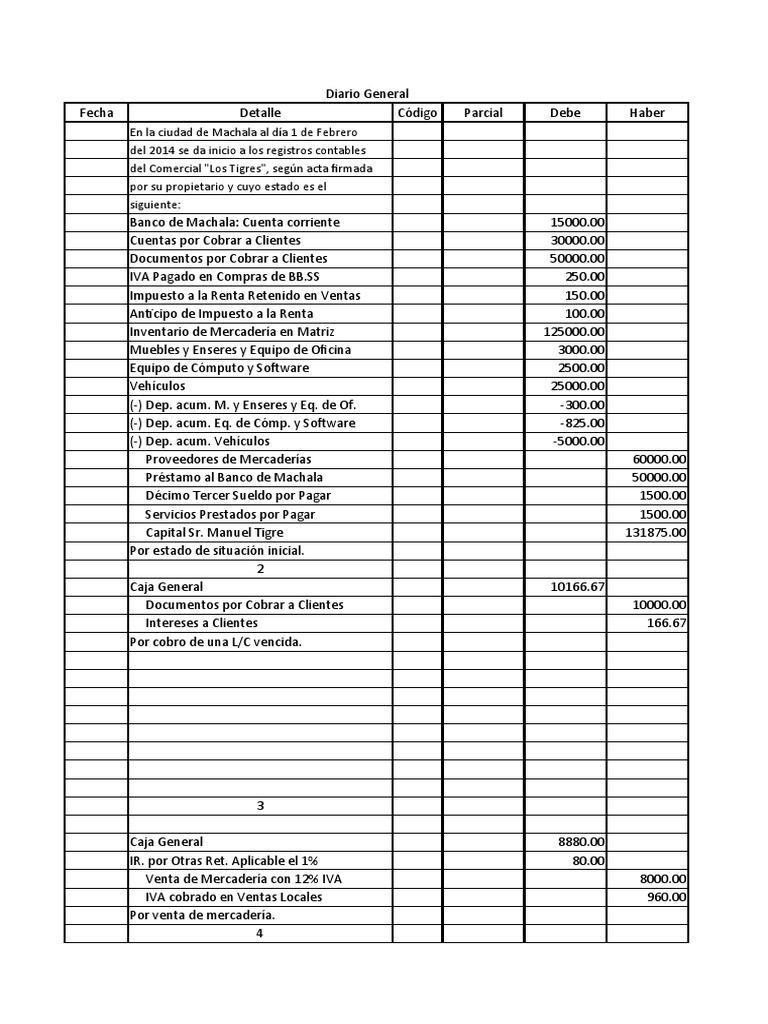 Asientos De Diario De Contabilidad General