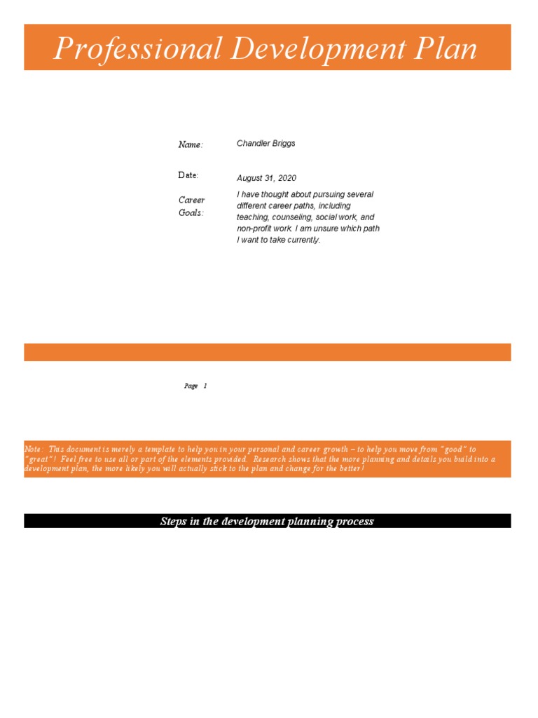 Professional Development Plan Form 1 | PDF | Competence (Human ...