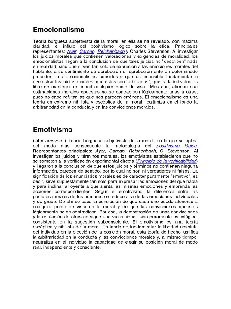 El emotivismo y la teoría subjetivista de la moral | PDF | Inteligencia ...