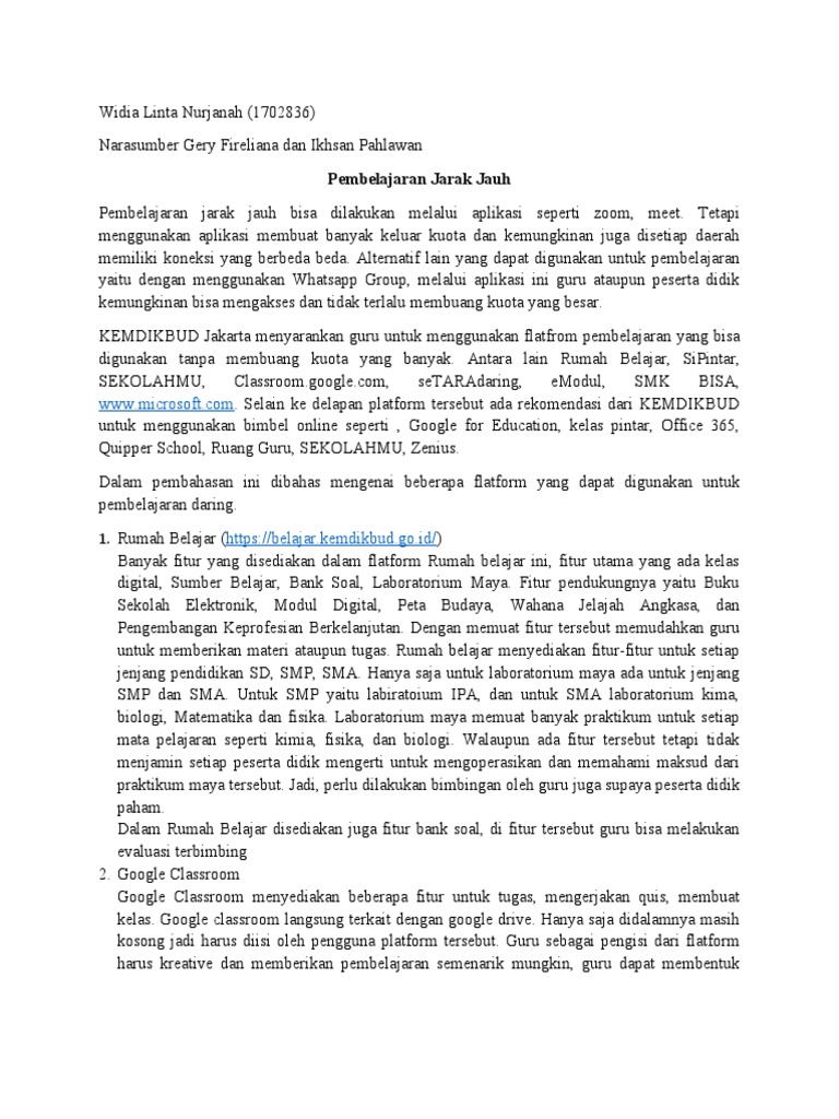 Resume-Pembelajaran Jarak Jauh | PDF