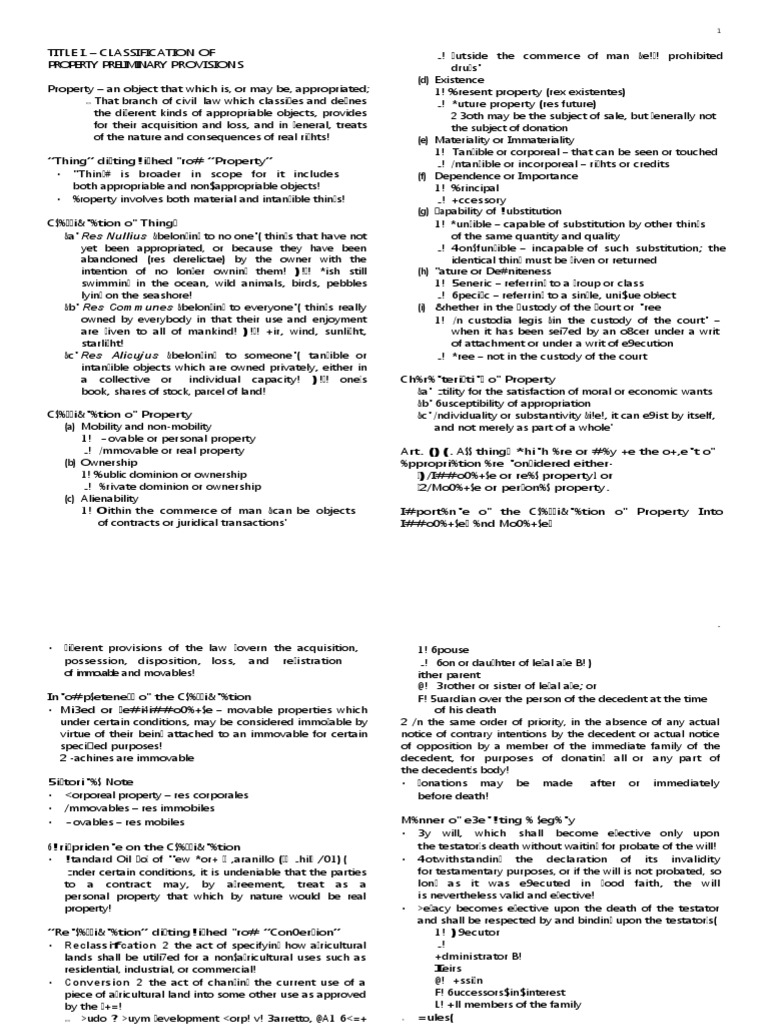 Property Reviewer Paras | PDF | Property | Civil Law (Common Law)