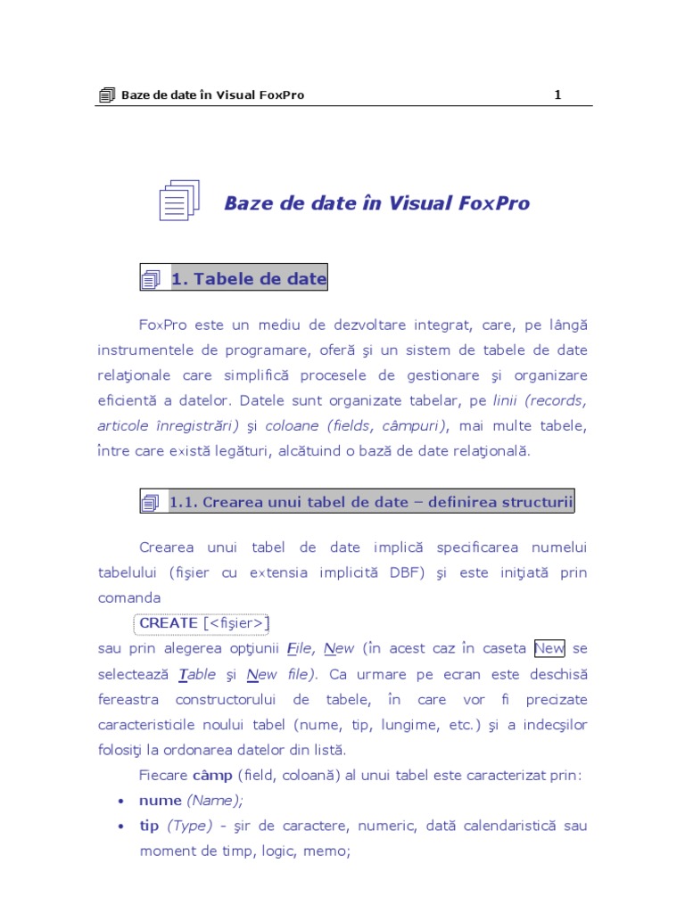 3baze de Date in Visual FoxPro | PDF