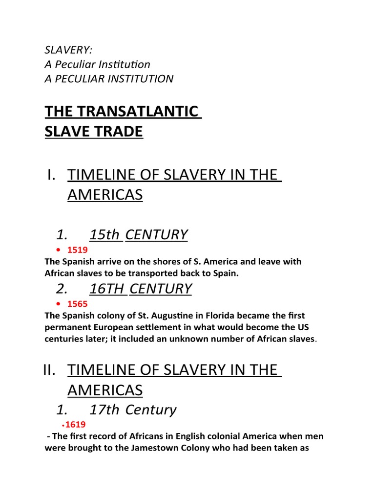 Timeline of Slavery in the Americas | PDF | History
