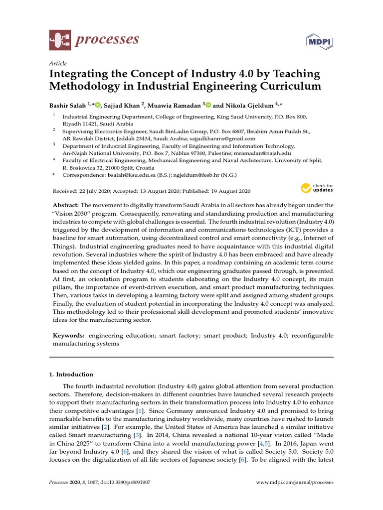 Processes: Integrating The Concept of Industry 4.0 by Teaching ...