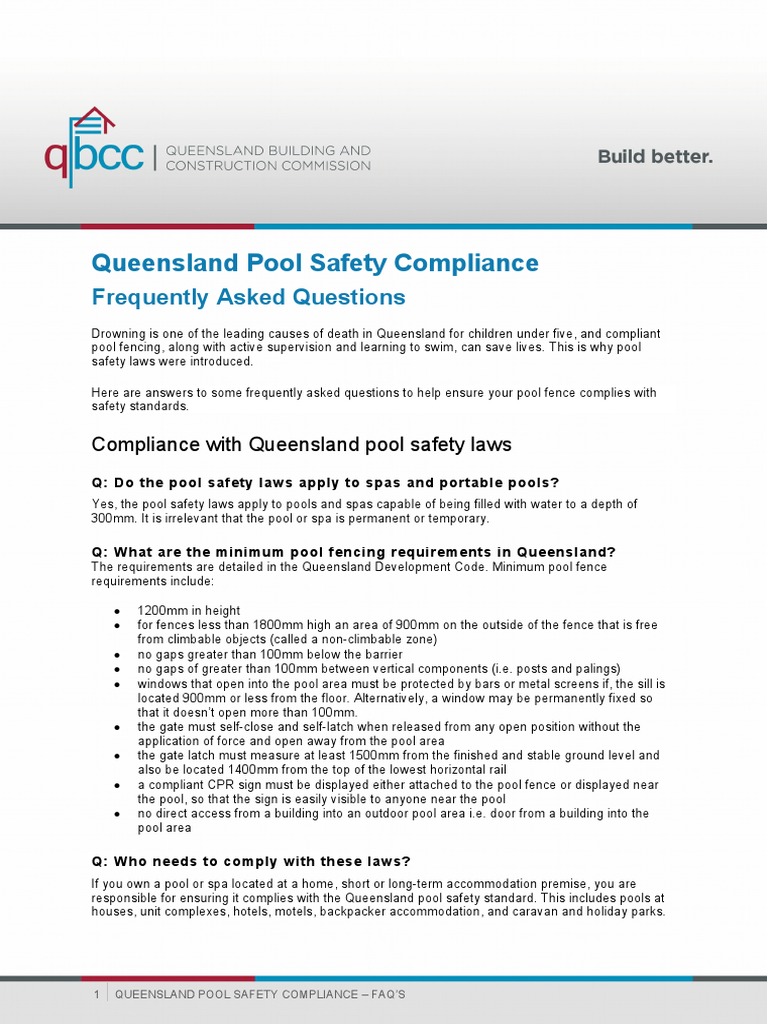 Queensland Pool Safety Compliance: Frequently Asked Questions | PDF ...