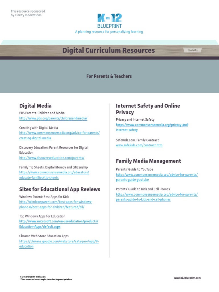 Digital Curriculum Resources Parents Teachers | PDF | Social Science ...