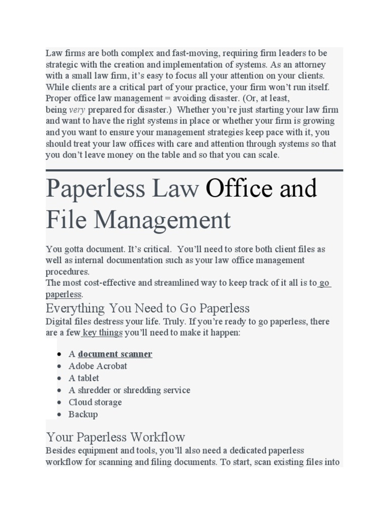 Paperless Law File Management: Office and | PDF | Image Scanner | Computing