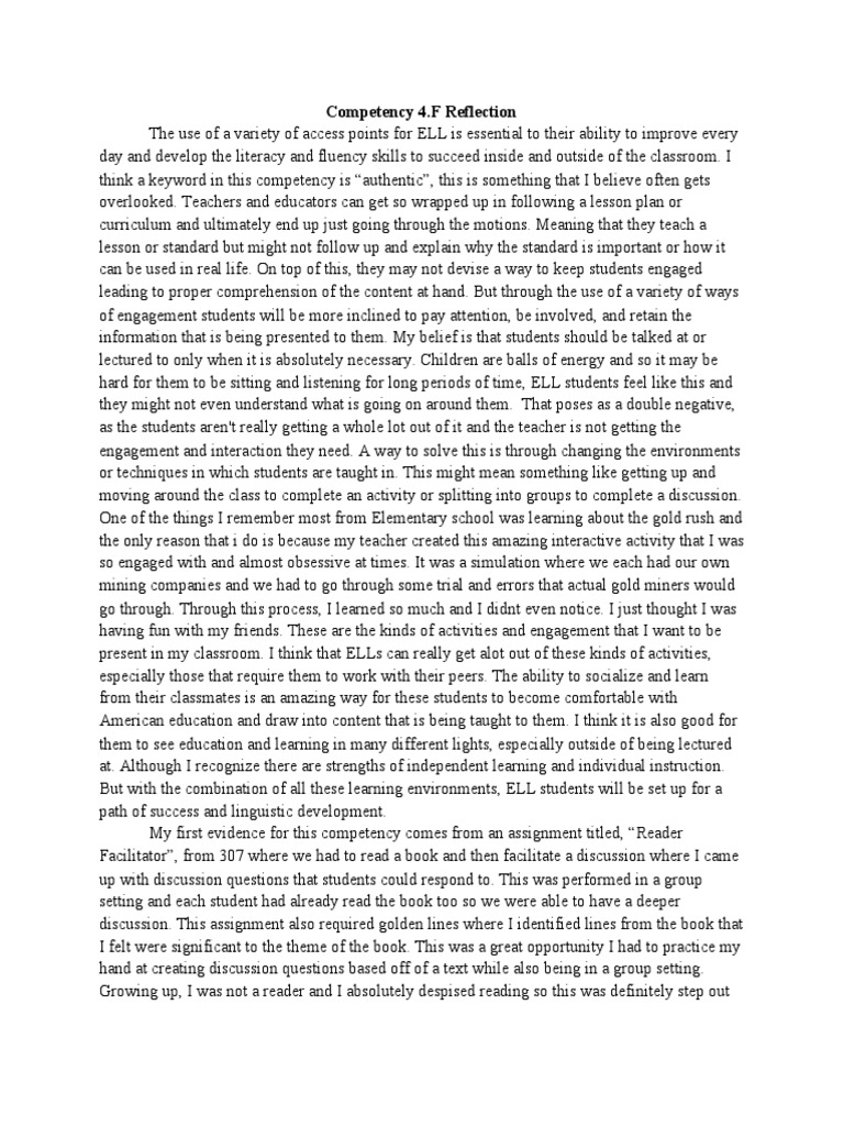 Competency 4 | PDF | Reading Comprehension | Teachers