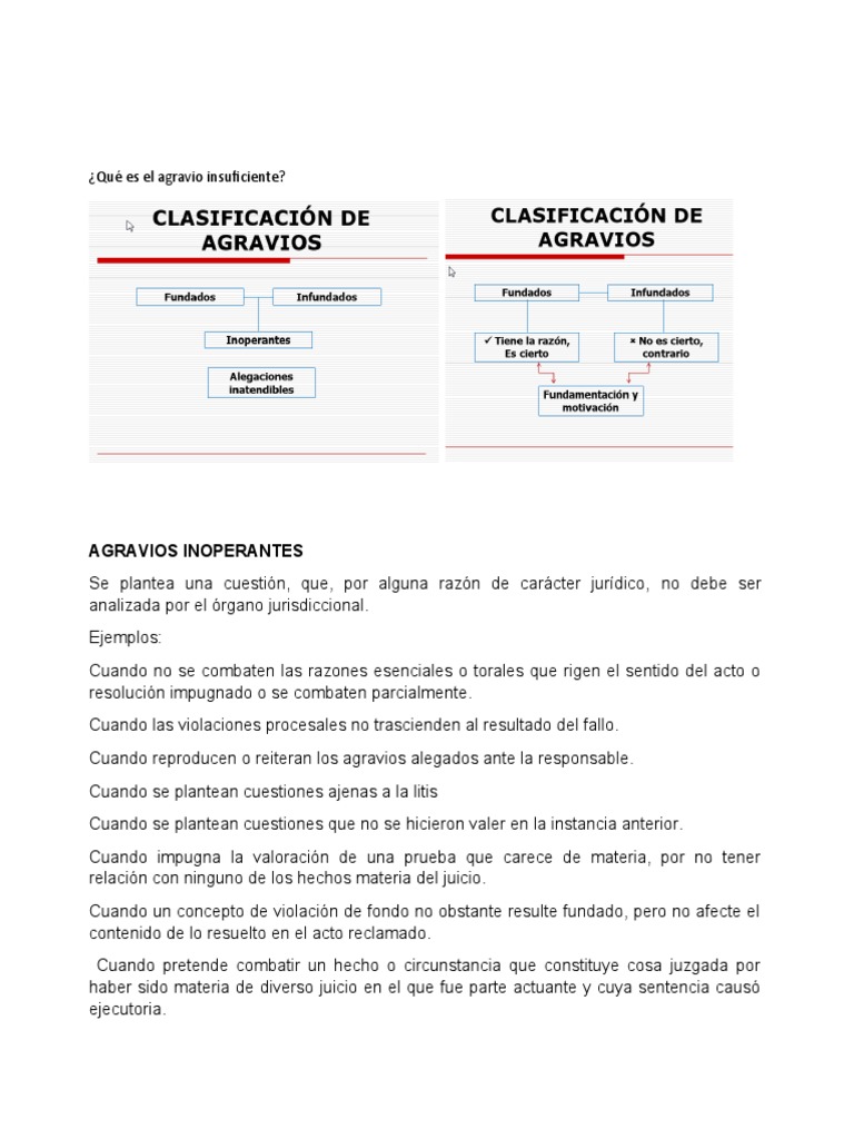Agravios Inoperantes y Su Clasificación | PDF | Sentencia (ley ...