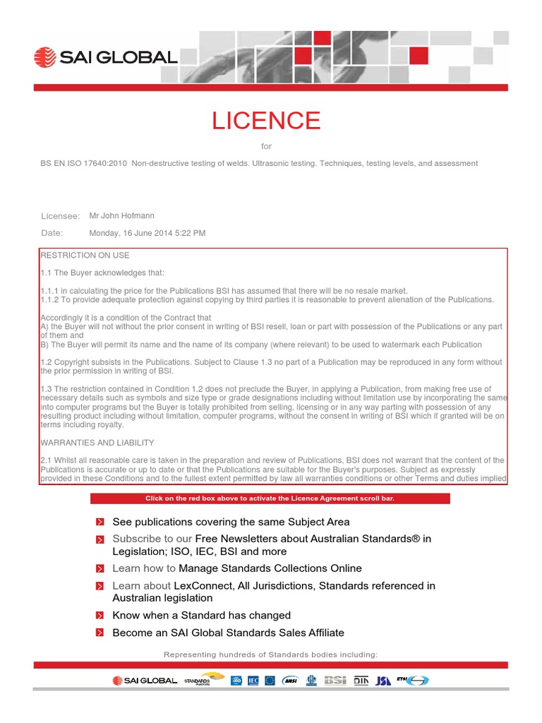 BS EN ISO 17640-2010 Non-Destructive Testing of Welds. Ultrasonic ...