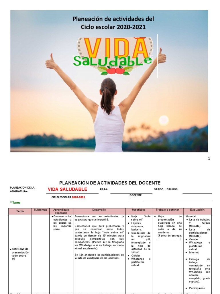 Planeación Vida Saludable 2020-2021 | PDF | Comida y bebida | Alimentos