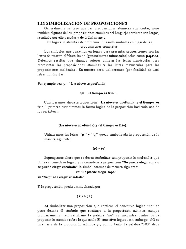 Simbolización de Proposiciones | PDF | Proposición | Moléculas