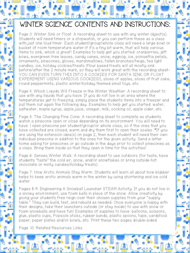 Winter Science Contents and Instructions | PDF