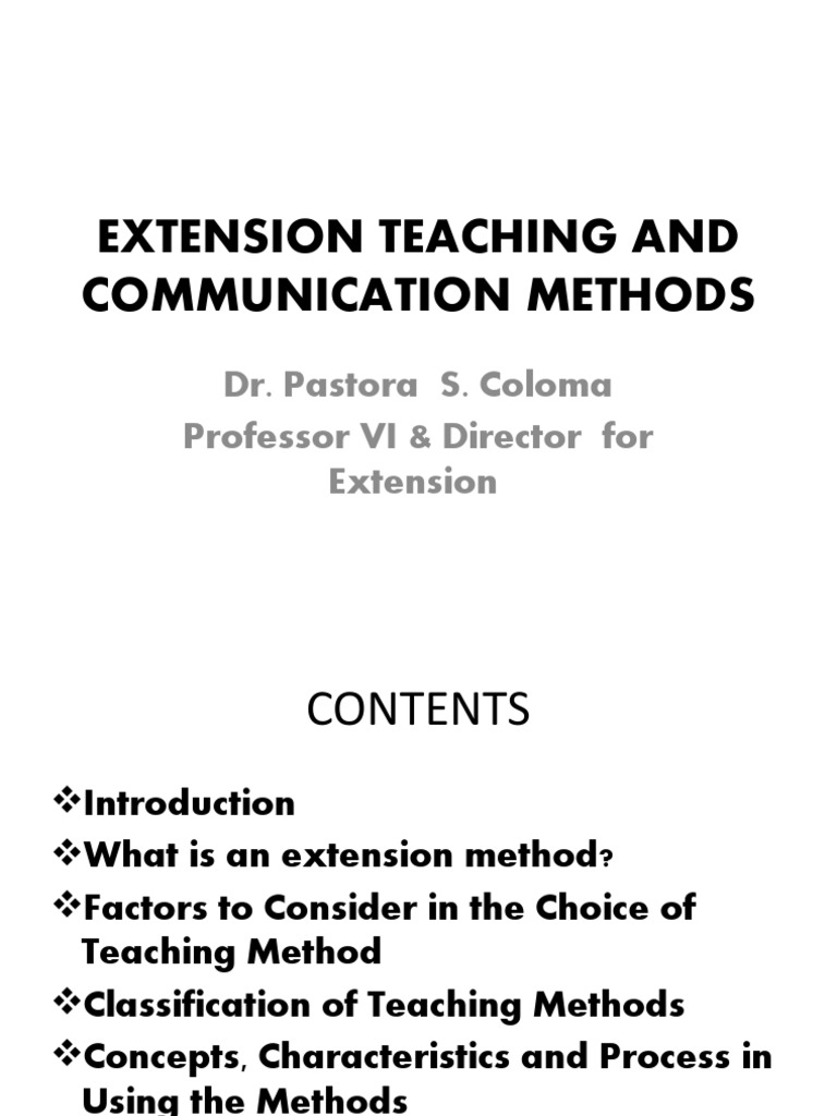 Extension Teaching and Communication Methods | PDF | Teaching Method ...