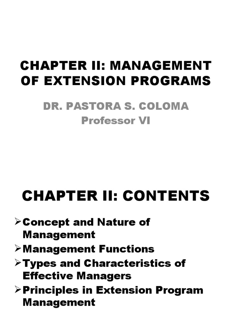 Management of Extension Programs | PDF | Planning | Competence (Human ...