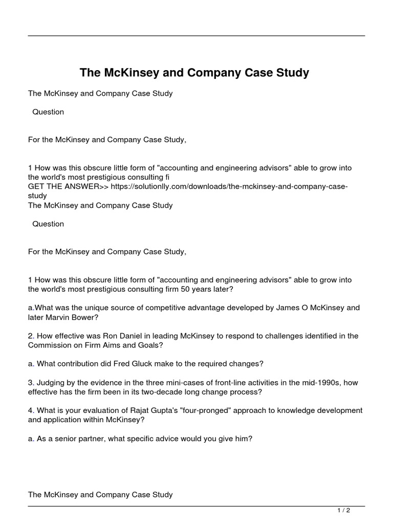 The Mckinsey and Company Case Study | PDF