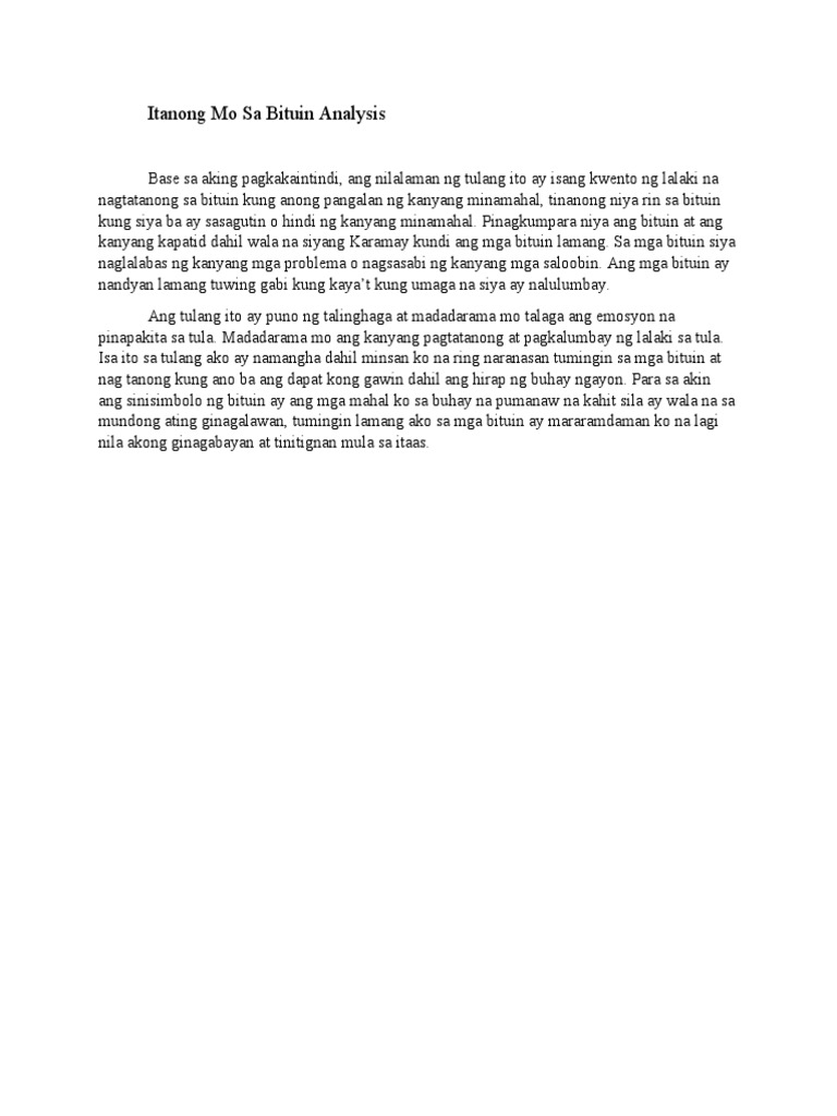 Itanong Mo Sa Bituin Analysis | PDF