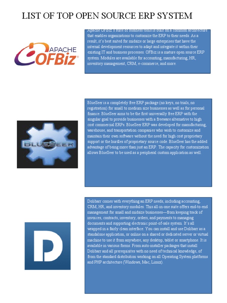 List of Top Open Source Erp System | PDF | Enterprise Resource Planning ...