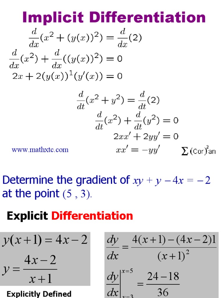Implicit Differentiation Guide | PDF