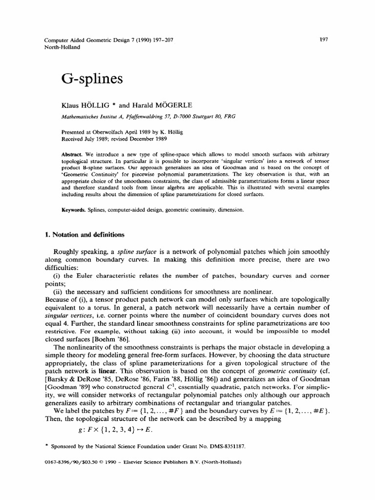 G Splines PDF | PDF | Curve | Tensor