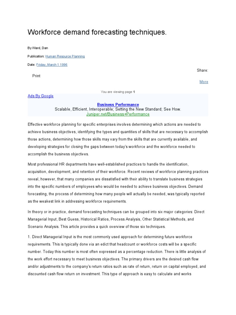 Workforce Demand Forecasting Techniques | PDF | Forecasting | Dependent And Independent Variables