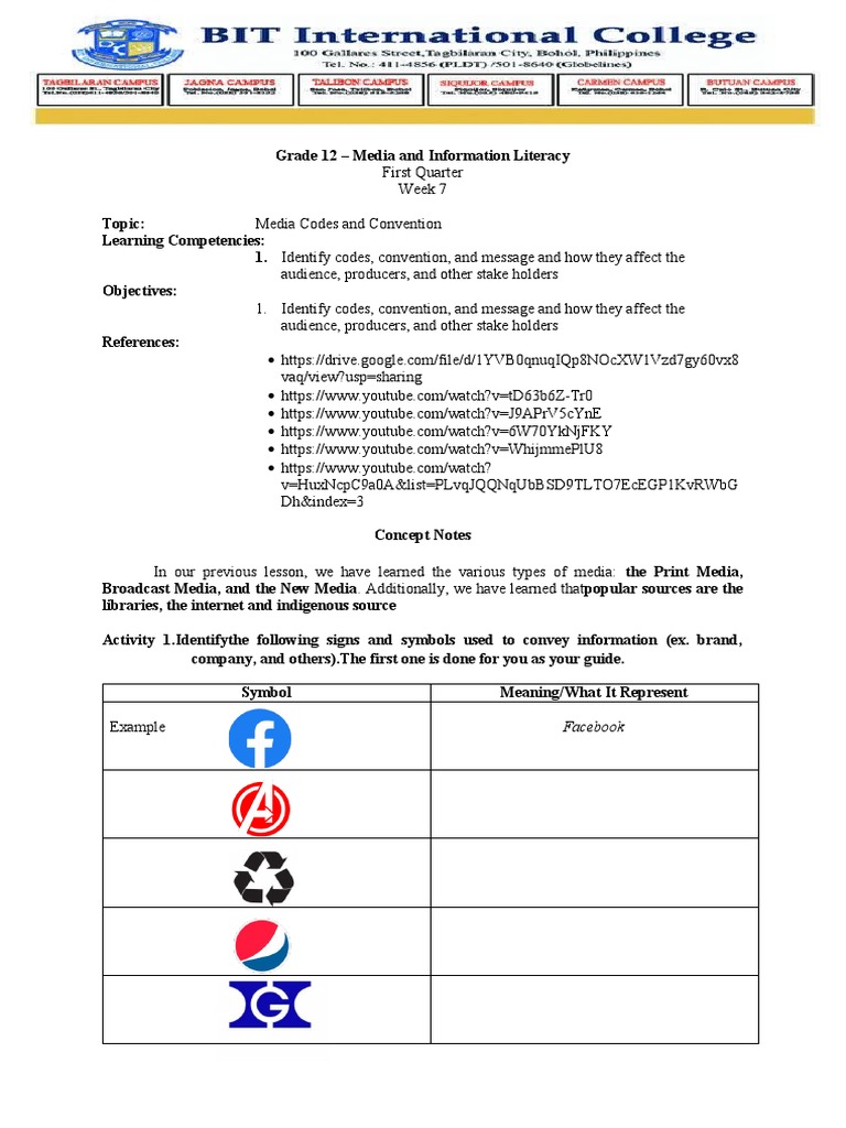 MIL MODULE Week 7 | PDF | Cinematography | Mass Media