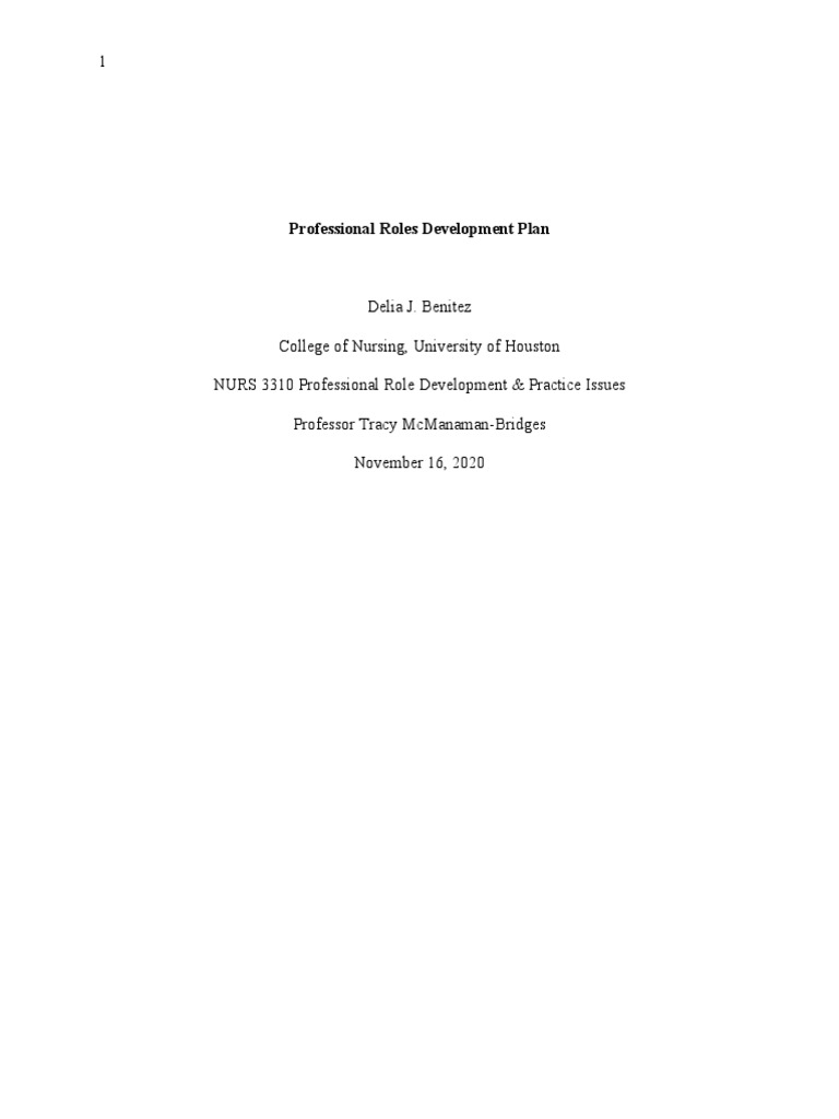 Professional Roles Development Plan | PDF | Nursing | Patient