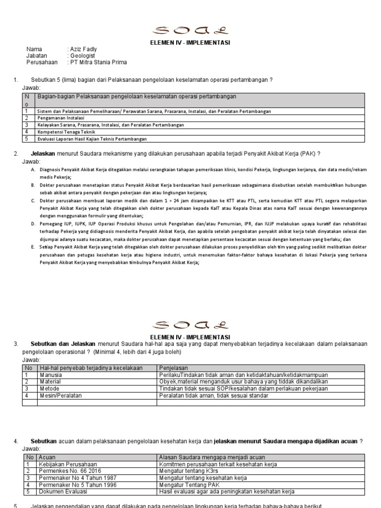 Jawaban, Materi 7 Tugas Elemen 4 Implementasi (I) - Rifky Aristantyo | PDF