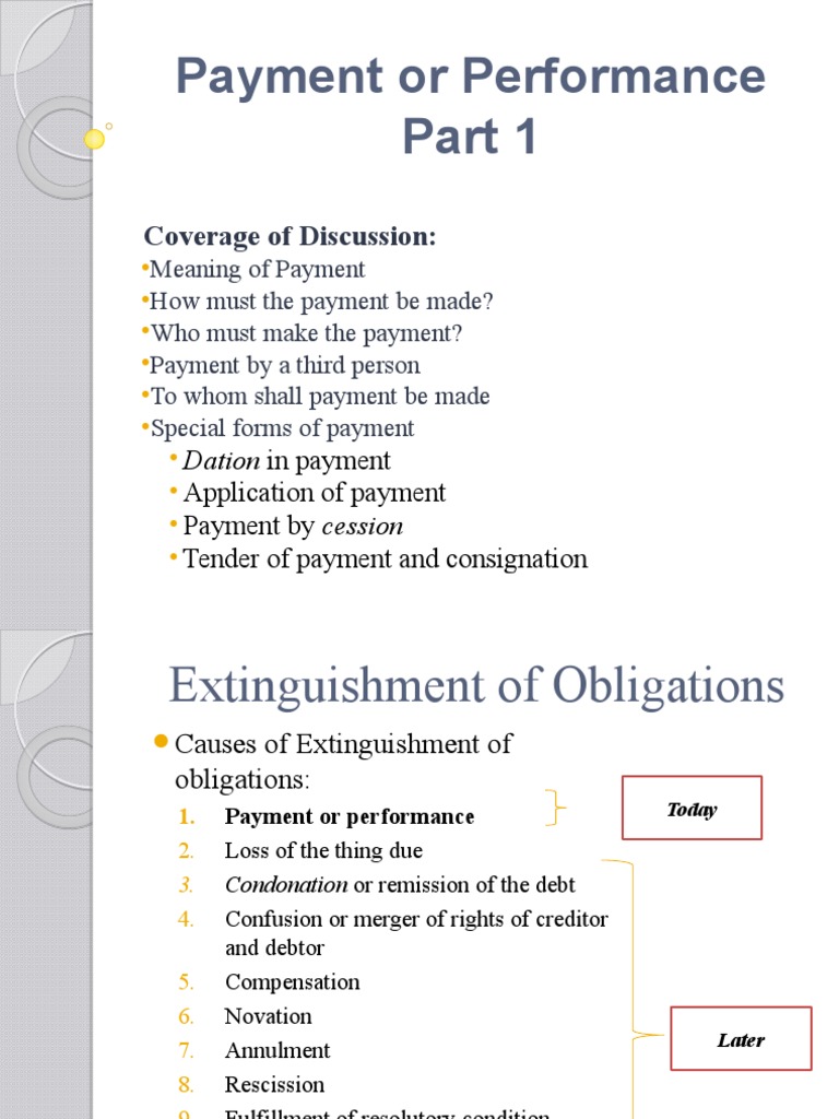 Payment or Performance: Coverage of Discussion | PDF