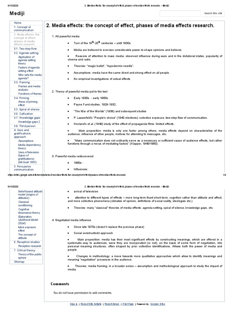Media Effects - The Concept of Effect, Phases of Media Effects Research ...