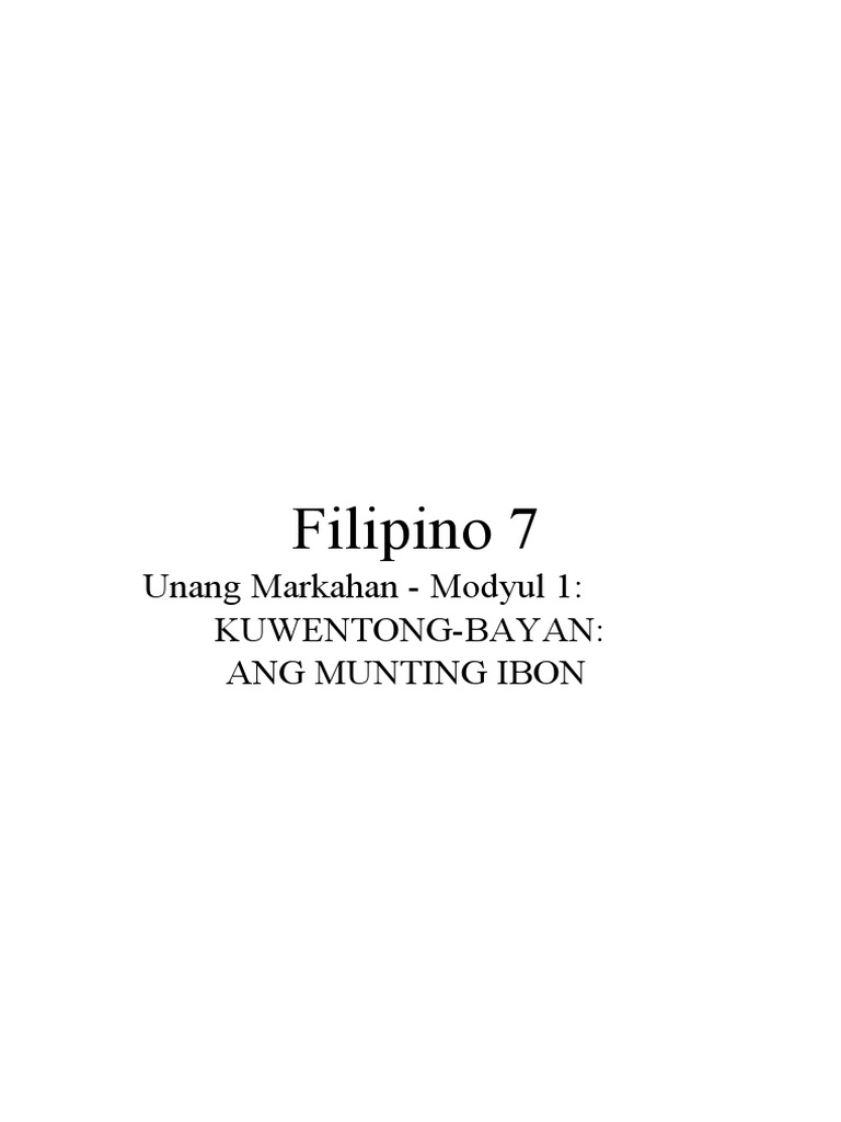 Filipino 7 Module Worksheet Q1W1 | PDF
