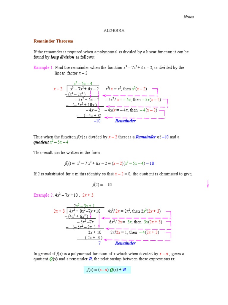 Remainder Theorem: Example 1 | PDF | Polynomial | Mathematical Concepts