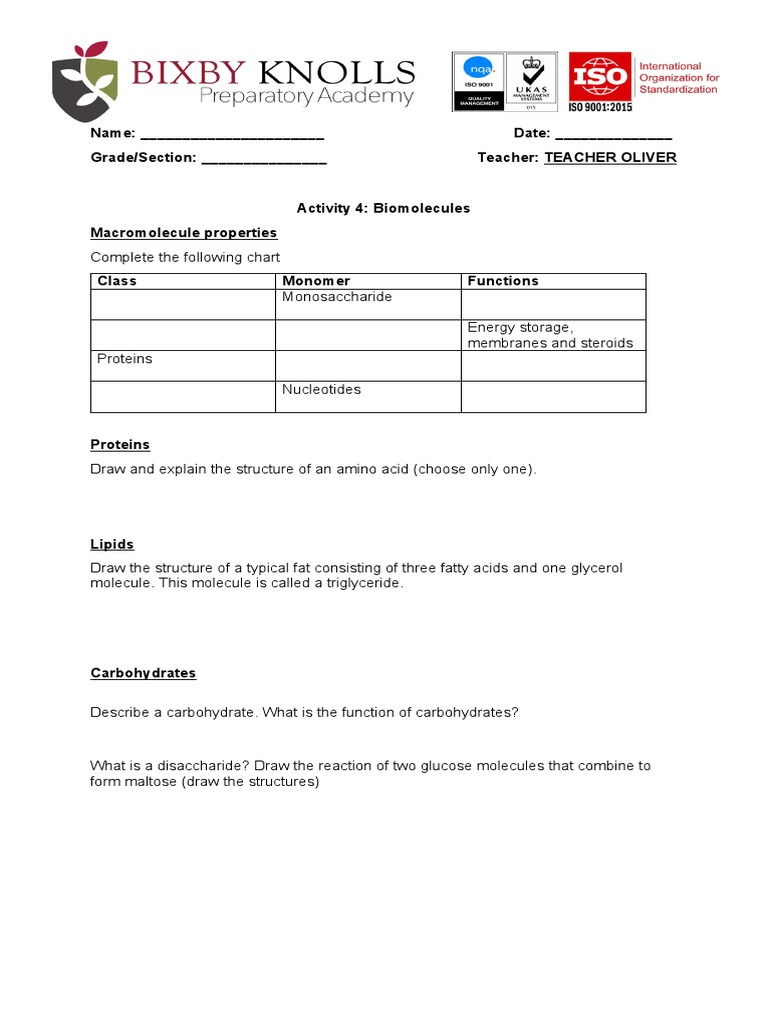 Name: - Date: - Grade/Section: - Teacher: Teacher Oliver | PDF