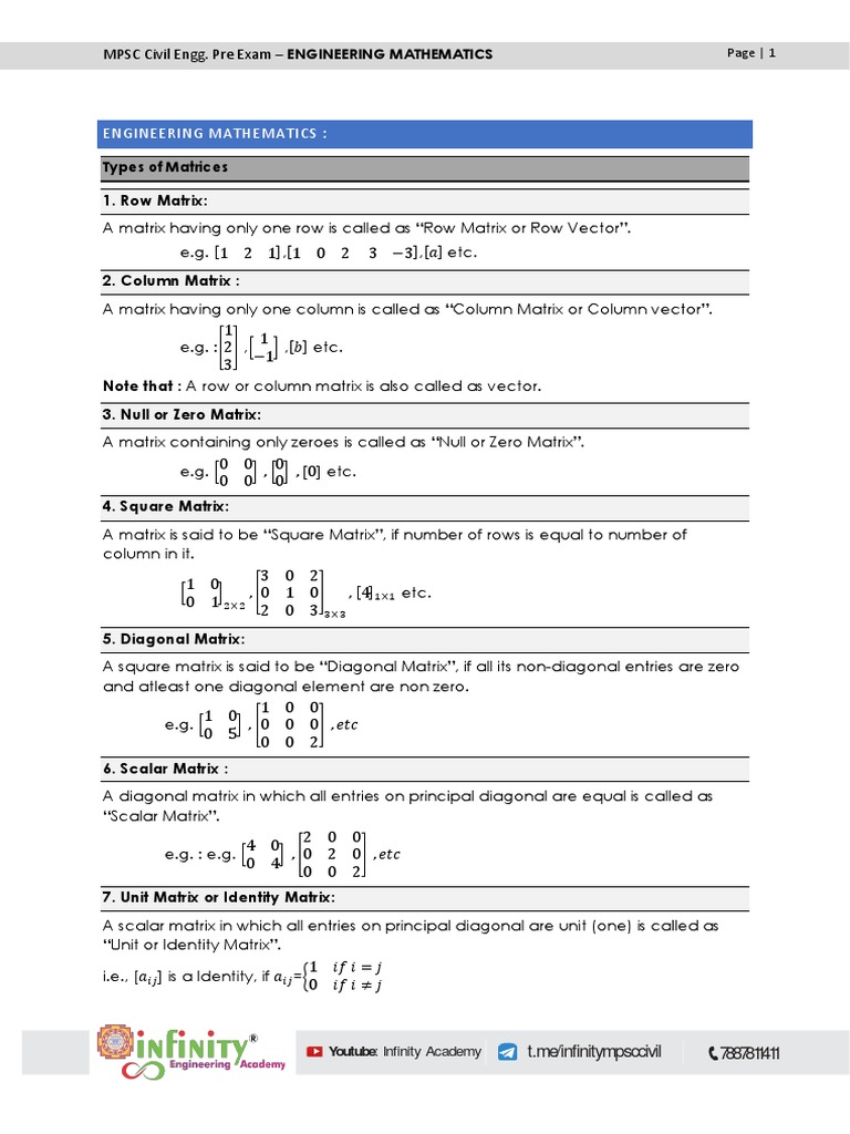 Engineering Mathematics PDF | PDF | Matrix (Mathematics) | Abstract Algebra