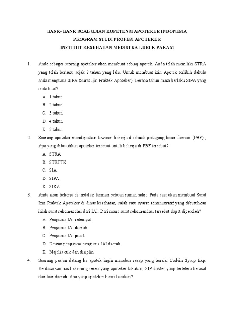 Bank Soal Ukai Inkes Medistra | PDF