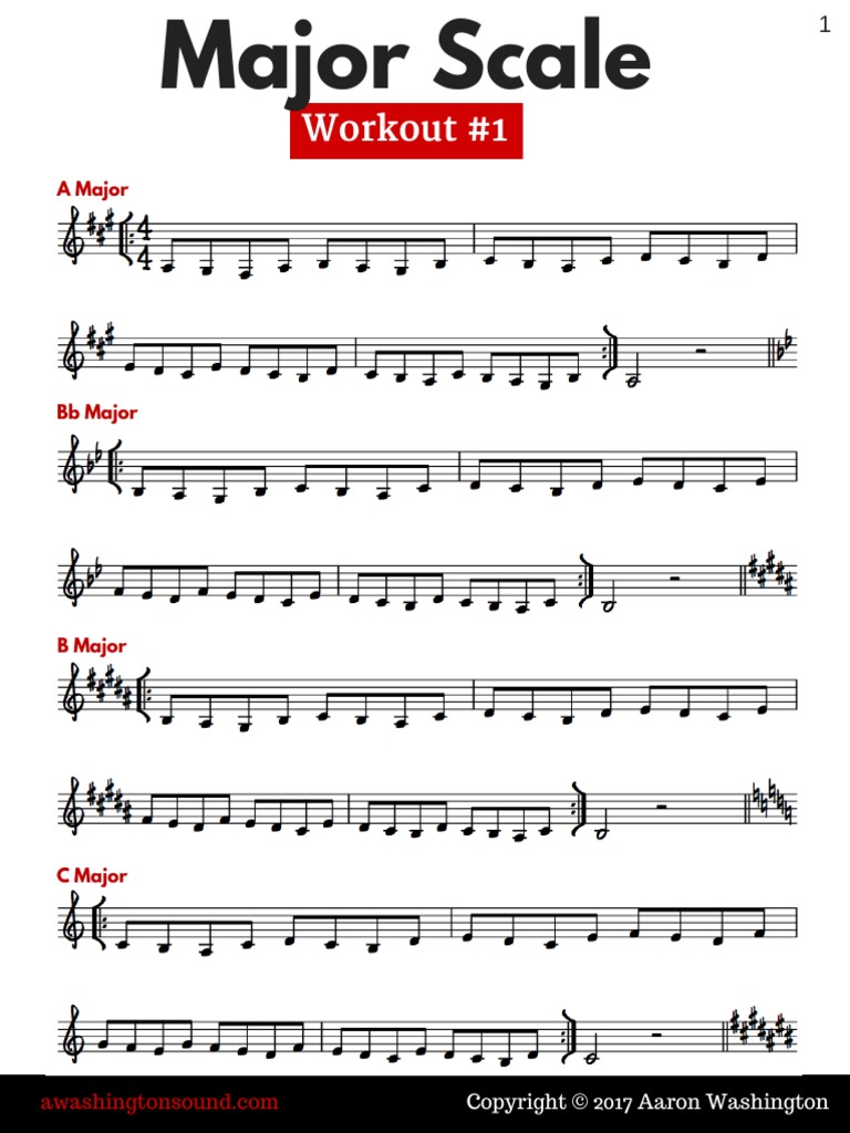 Major Scale Workout 1 PDF | PDF