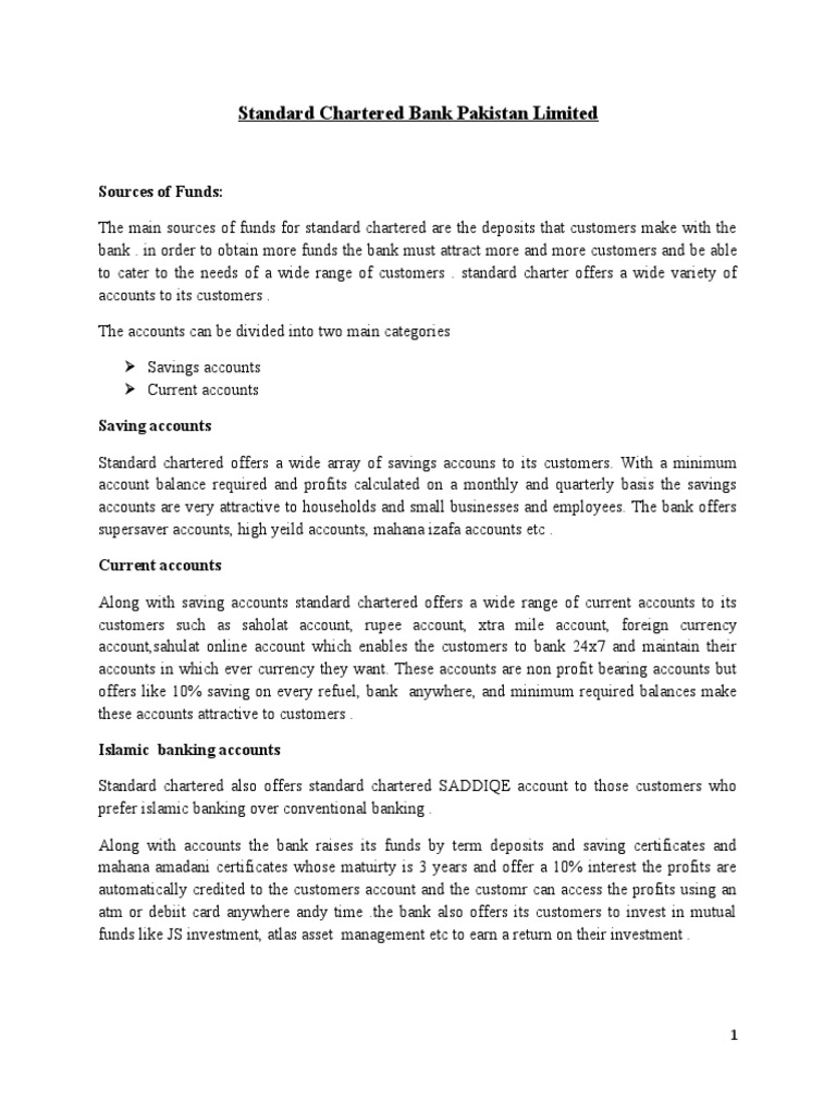 Standard Chartered Bank Pakistan Fund Sources | PDF | Banks ...