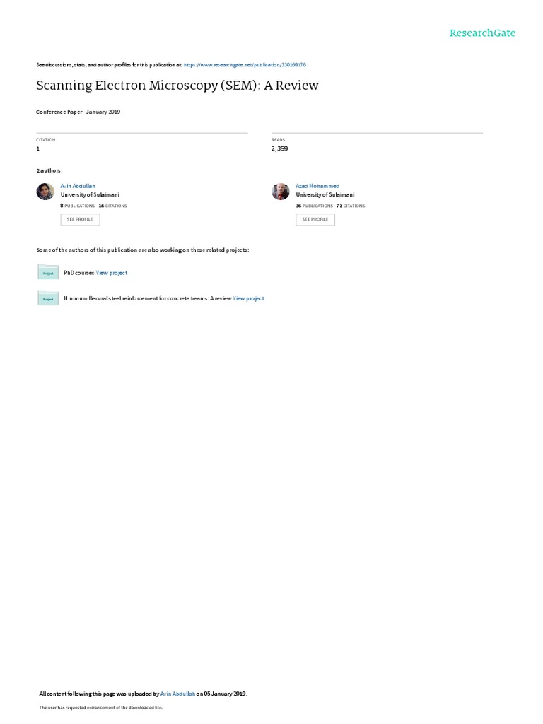 Scanning Electron Microscopy (SEM) : A Review: January 2019 | PDF ...