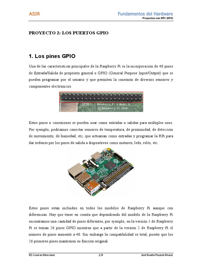 Clase Gpio Python | PDF | Raspberry Pi | Diodo emisor de luz