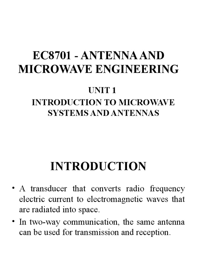 Ec8701 - Antenna and Microwave Engineering | PDF