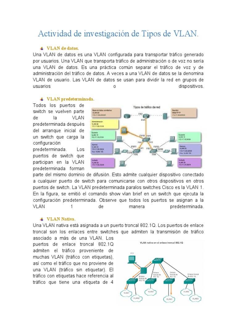 Tipos de Vlan | Descargar gratis PDF | Conmutador de red | Protocolos de red